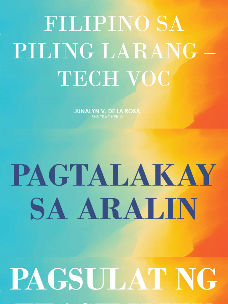 PL-Tech Voc. Kwarter 2 Module 7 | PDF
