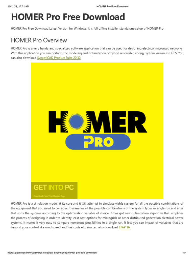 HOMER Pro Free Download | PDF | 64 Bit Computing | Installation (Computer Programs)