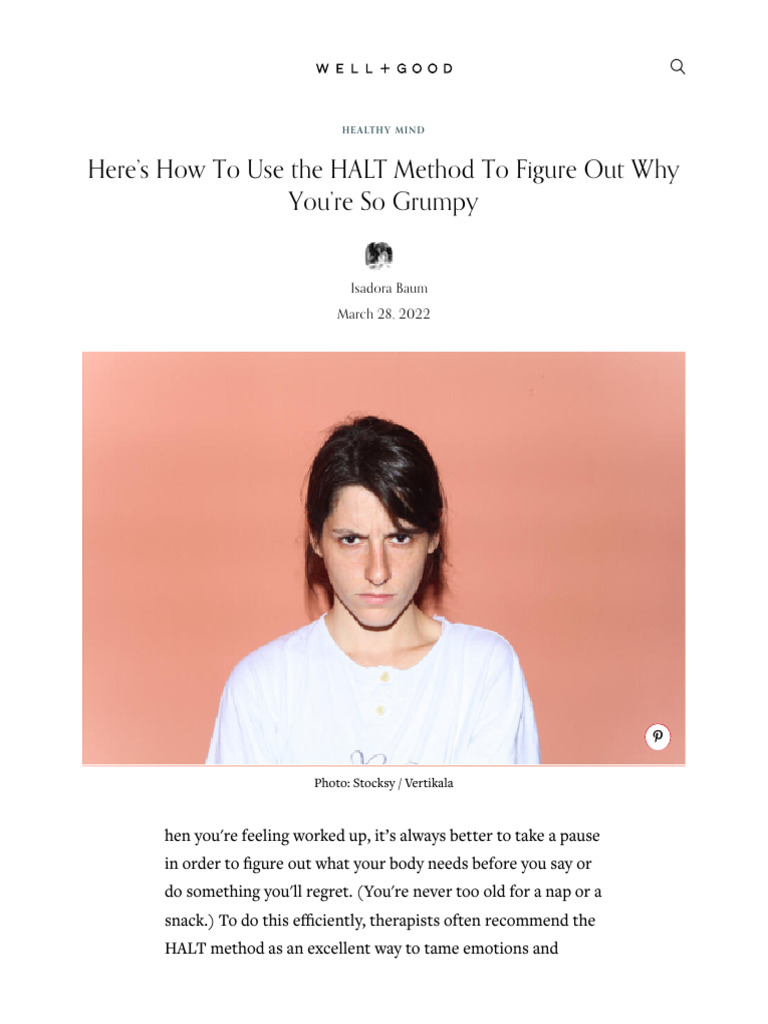 How To Use The HALT Method When You're Grumpy - Well+Good | PDF | Anger ...