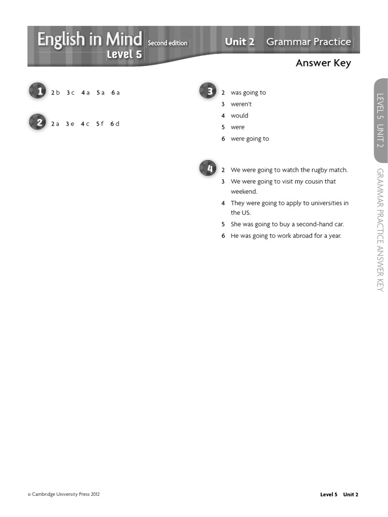 English in Mind2 Level5 Unit2 Grammar Practice Answer Key | PDF