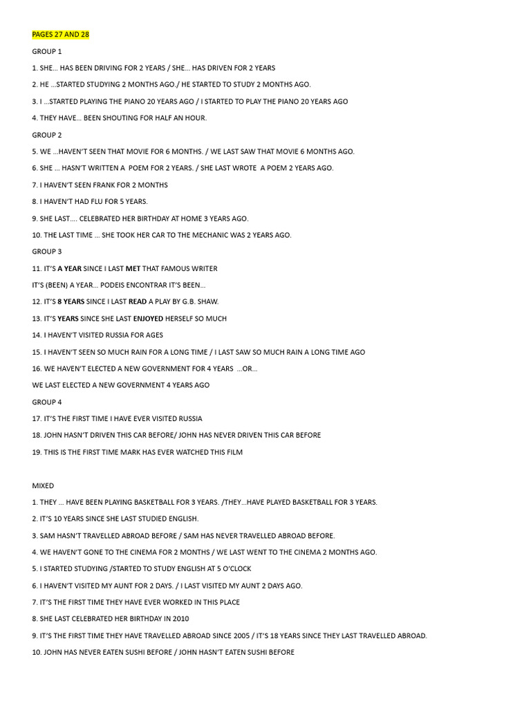 Answer Key Rephrasing PGS 27 and 28 | PDF