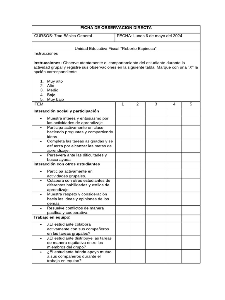 Ficha de Observacion Directa | PDF | Crecimiento personal y profesional | Autosuperación