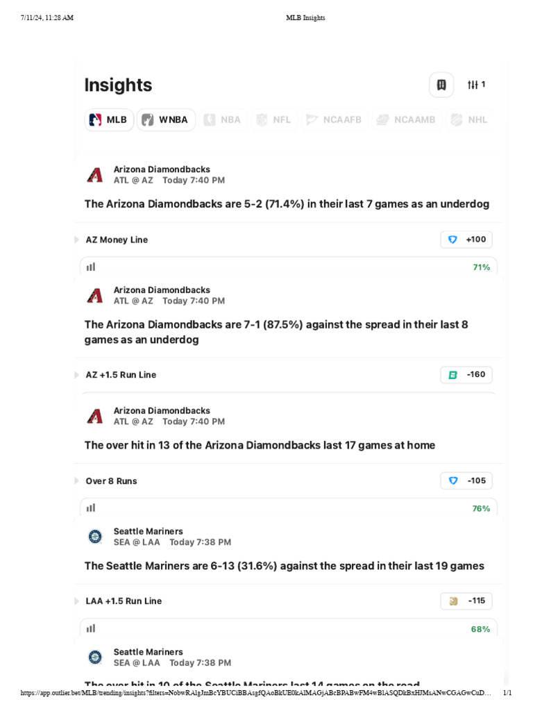 Insights on Outlier Bets in MLB | PDF