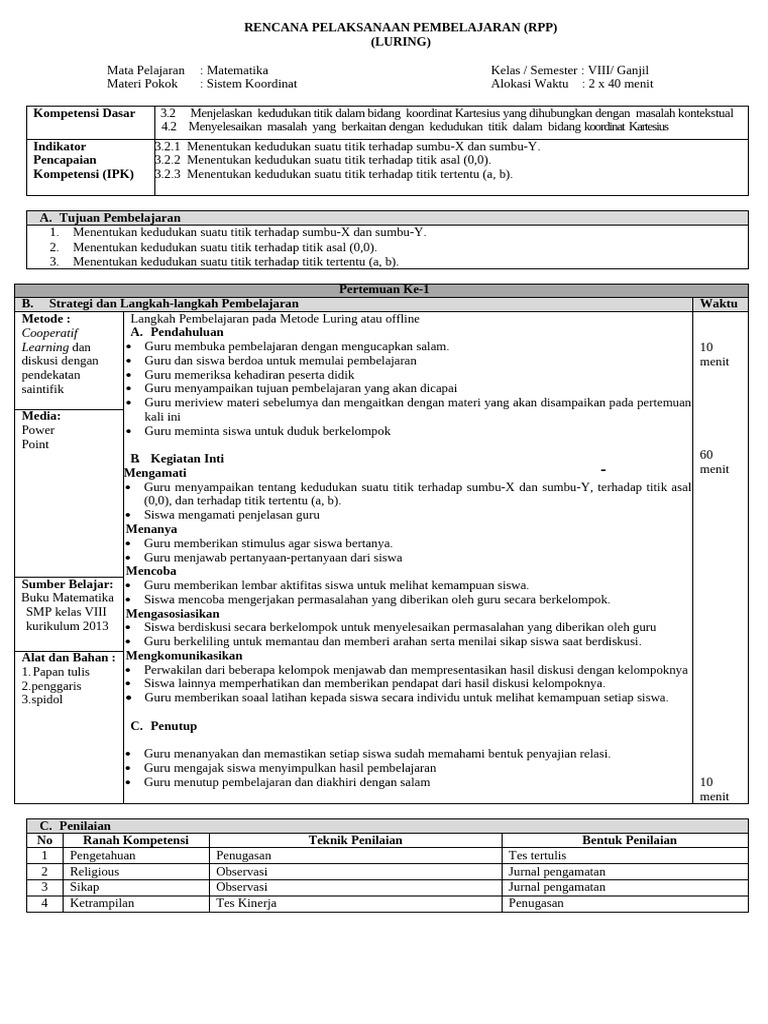 RPP Sistem Koordinat (Luring) | PDF