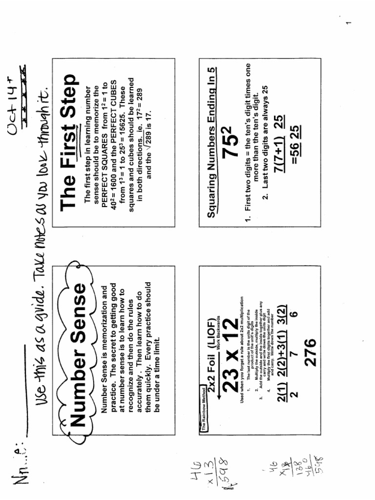 Number Sense Flash Cards | PDF