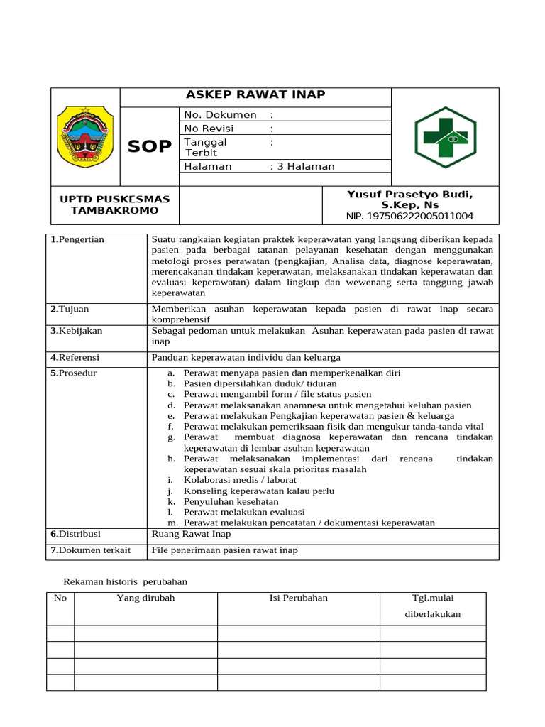 SOP ASKEP Rawat Inap | PDF