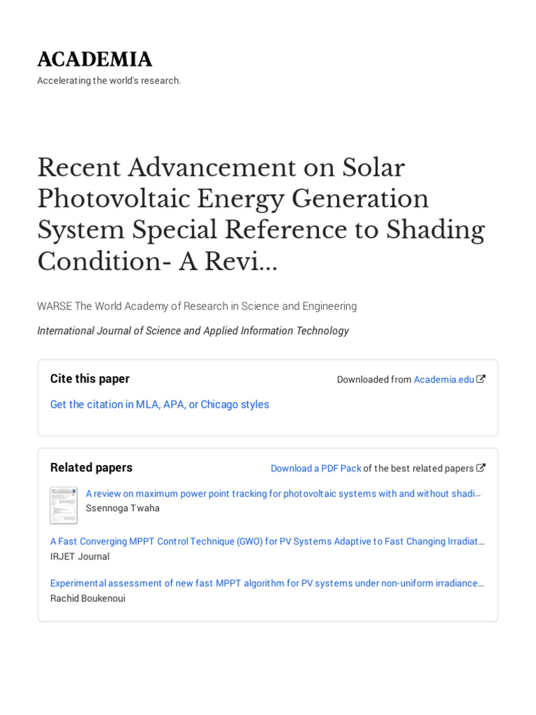 Ijsait01842019 With Cover Page v2 | PDF | Photovoltaics | Photovoltaic ...