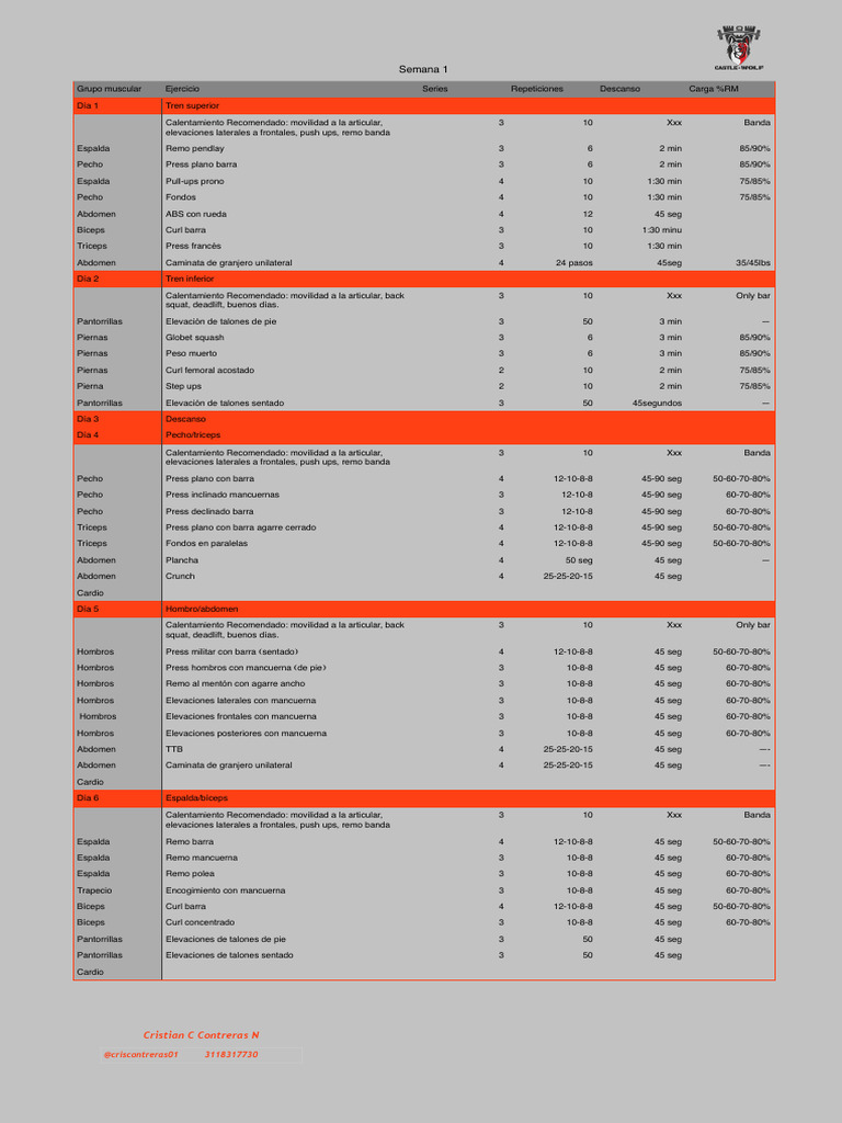 Plan Sebas | PDF | Anatomía humana | Entrenamiento con pesas