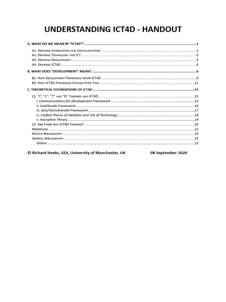 Understanding ICT4D HndOut 1 | PDF | Sustainability | Sustainable Development