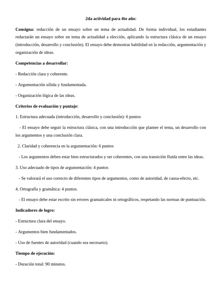 2da Actividad 4to Año | PDF