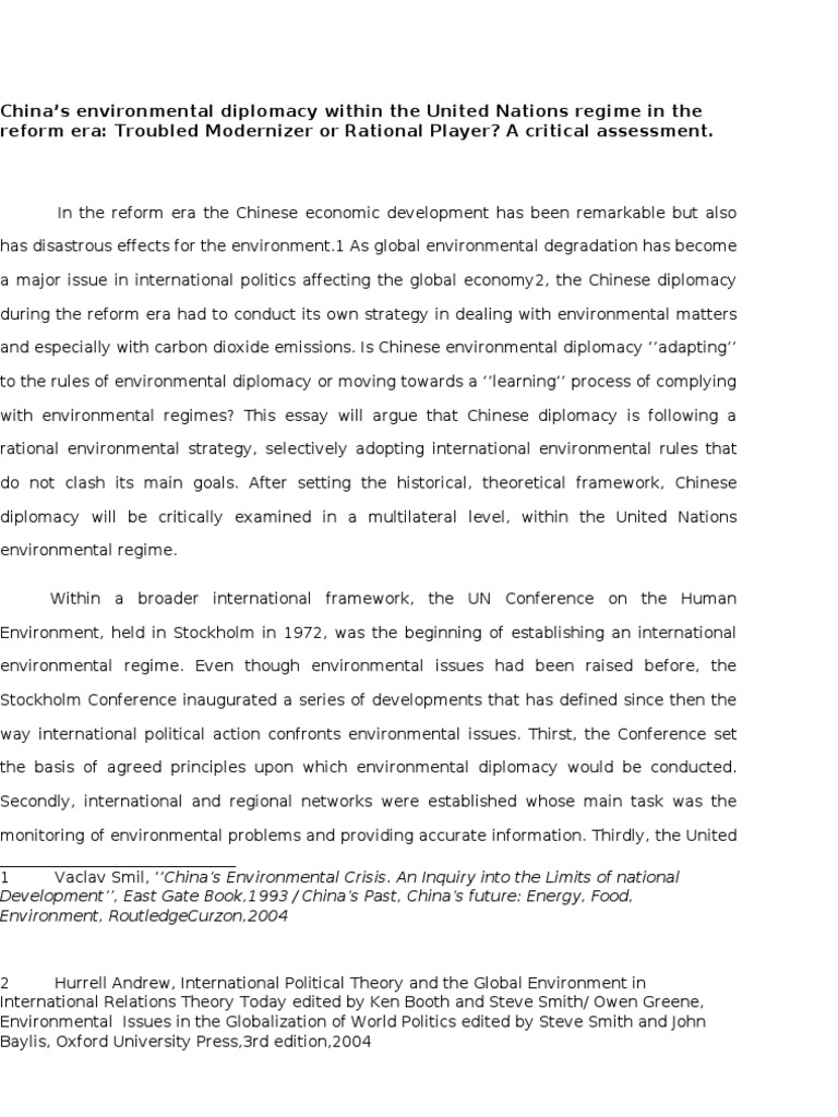 Chinese Environmental Diplomacy | PDF | United Nations Framework ... Chinese Environmental Diplomacy | PDF | United Nations Framework ...