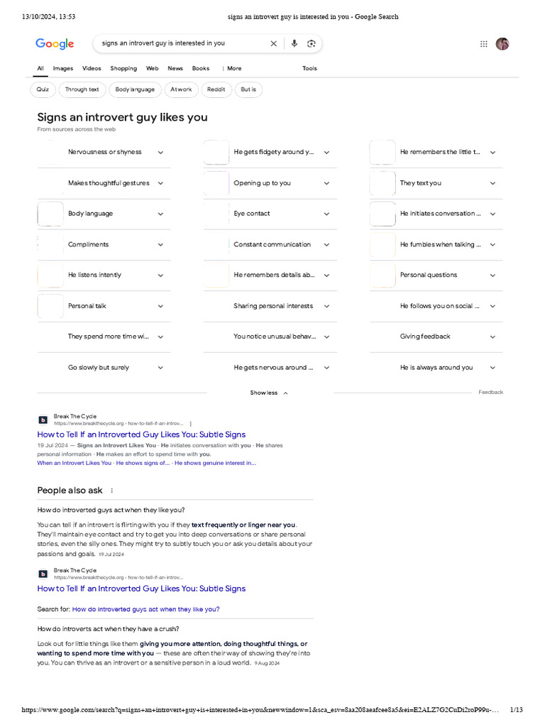 Signs An Introvert Guy Is Interested in You - Google Search | PDF ...