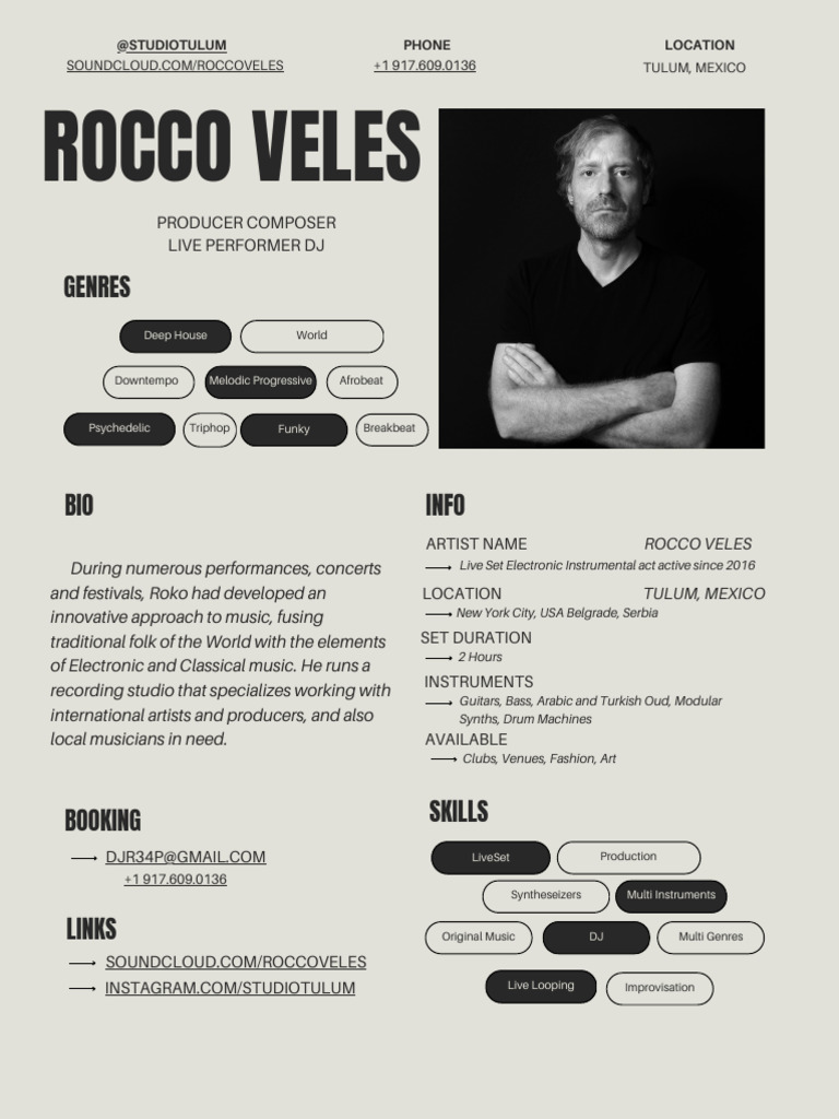 Rocco Veles Press Kit 2024 | PDF | Art