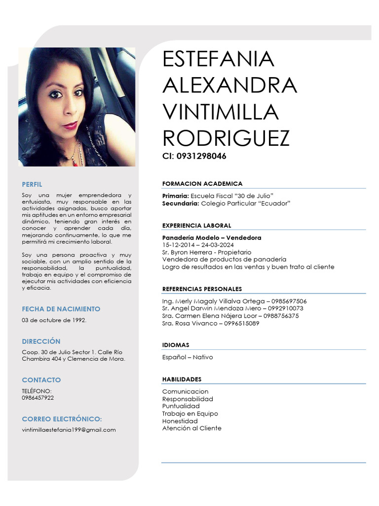 Perfil Profesional de Estefania Vintimilla | PDF | Crecimiento personal ...