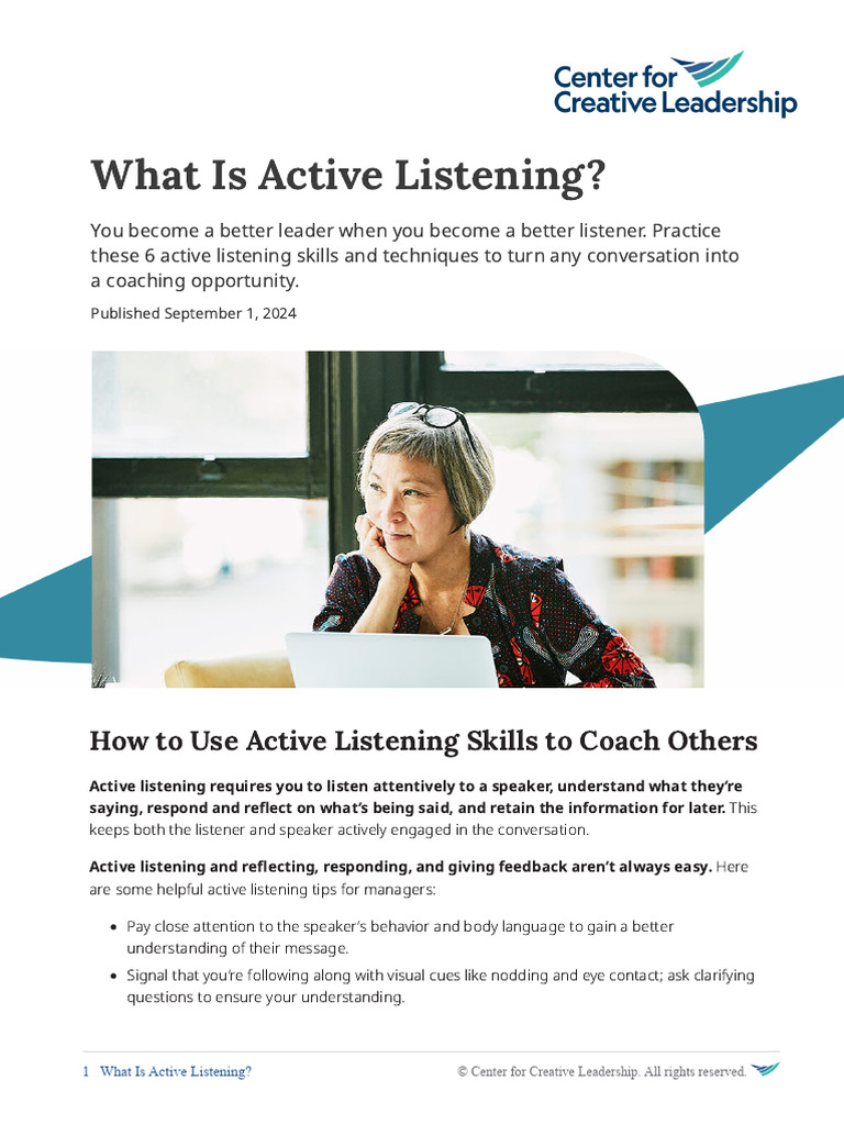 Defining Active Listening Skills | PDF | Attention | Leadership