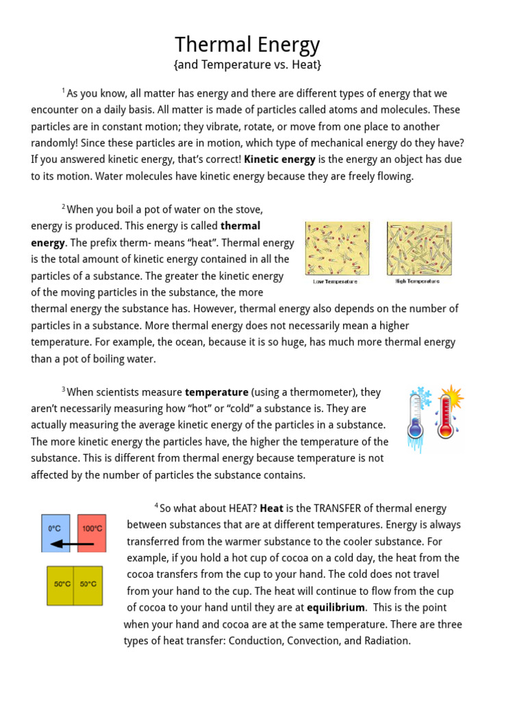 Thermal Energy | PDF | Heat | Temperature