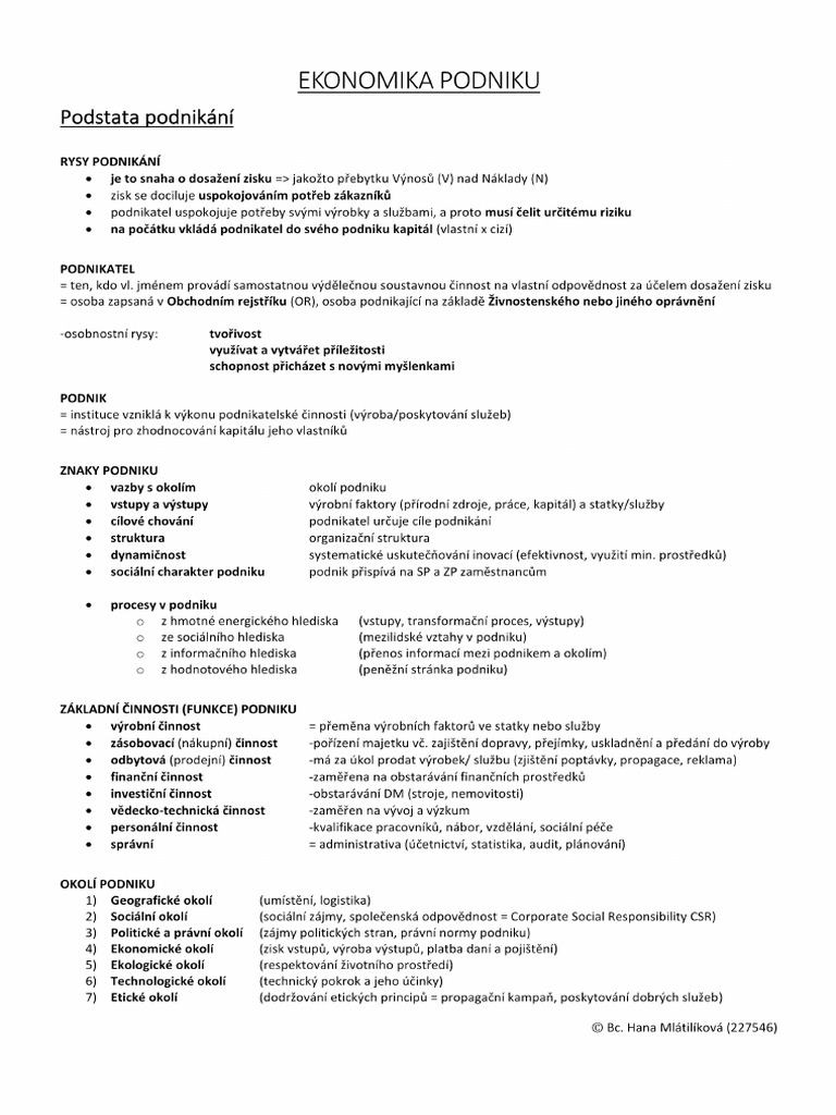 Ekonomika Podniku | PDF