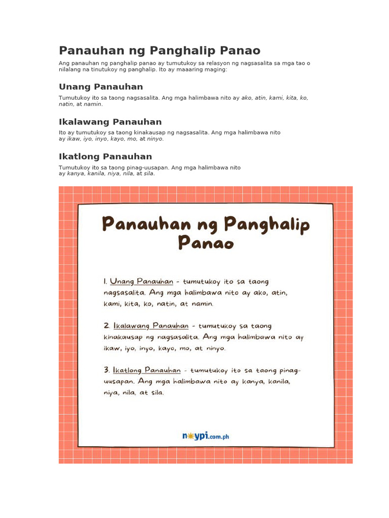 Panauhan NG Panghalip Panao | PDF