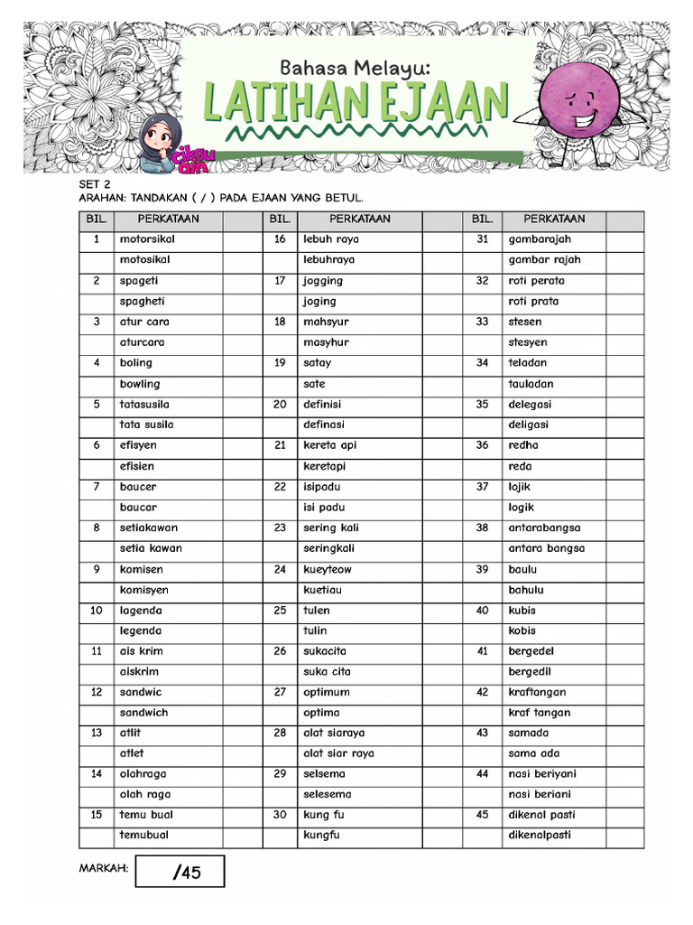 LATIHAN EJAAN 2 | PDF