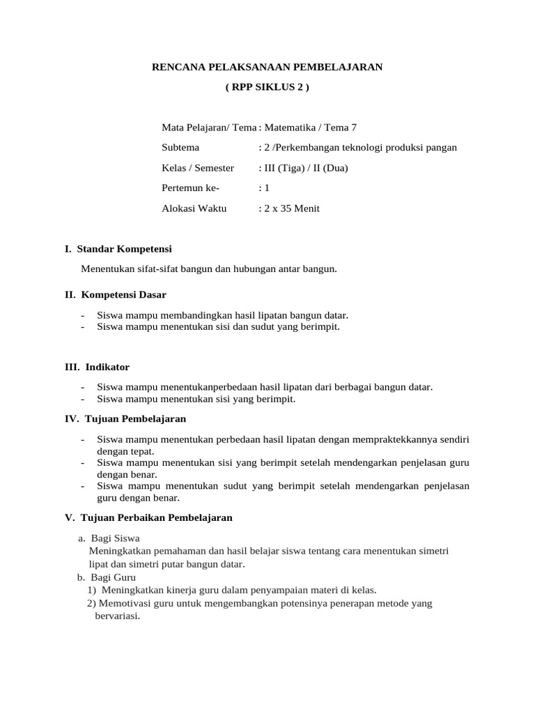 RPP Perbaikan Siklus 2 | PDF