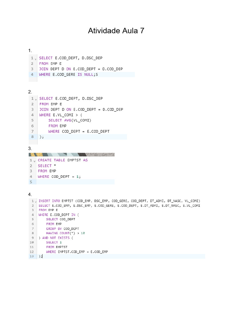 Atividade Aula 07 | PDF