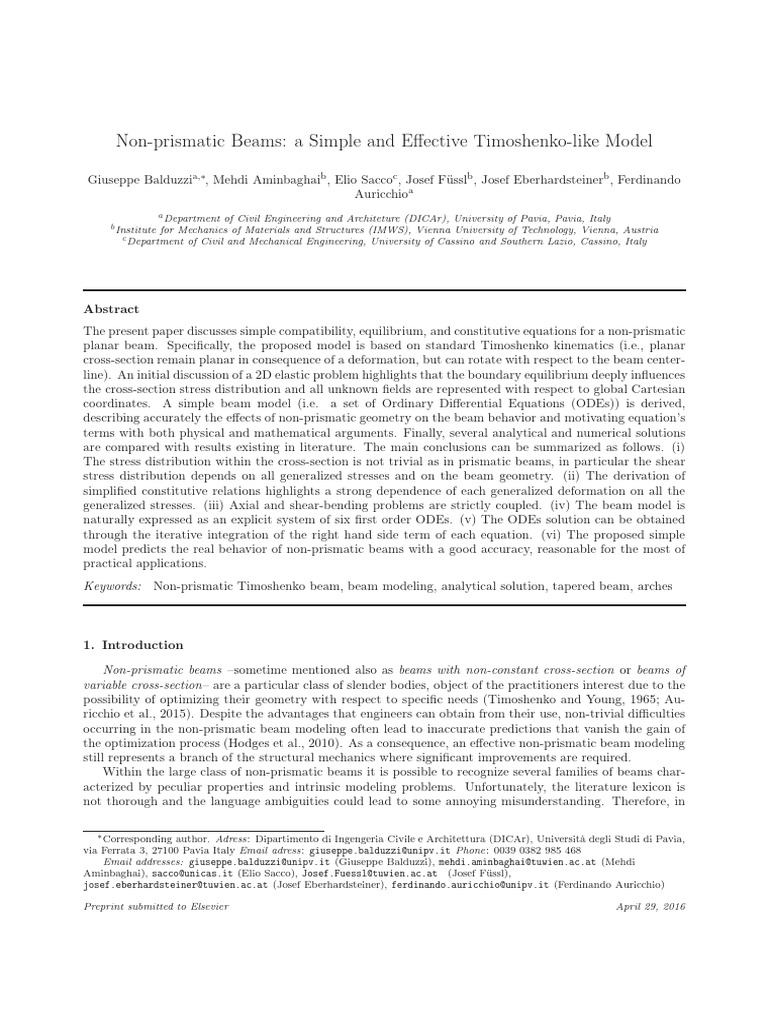 Balduzzi Giuseppe - 2016 - Non-Prismatic Beams A Simple and Effective ...