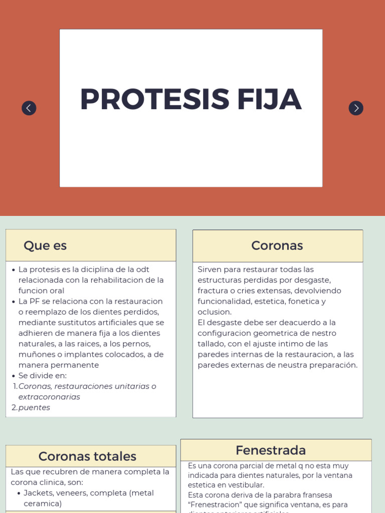 Protesis Fija: Tipos y Técnicas Dentales | PDF | Boca | Odontología