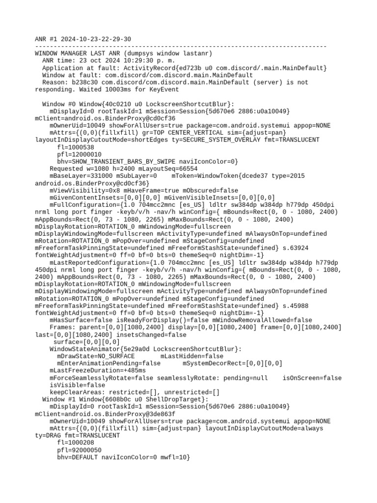 Dumpsys ANR WindowManager | PDF | Operating System Families | Arm Architecture