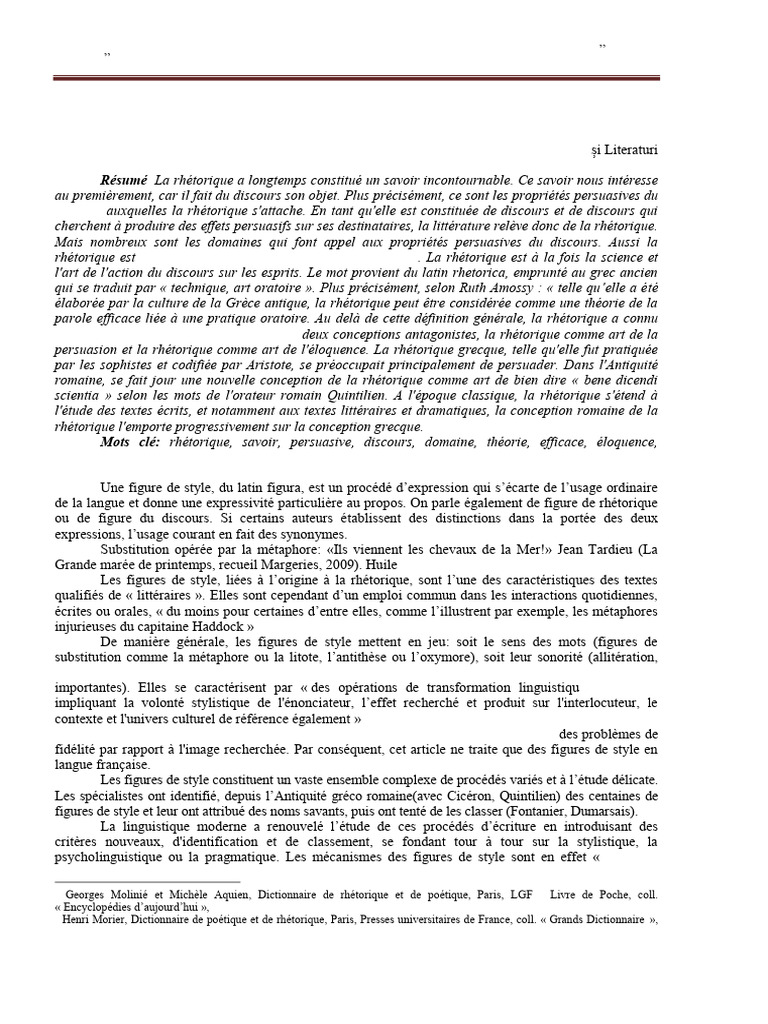 Rцsumц: Les Figures De Style Dans Le Discours Politique | PDF