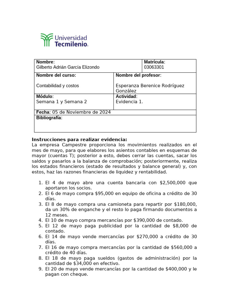 Evidencia 1 CyC | PDF | Contabilidad | Dinero