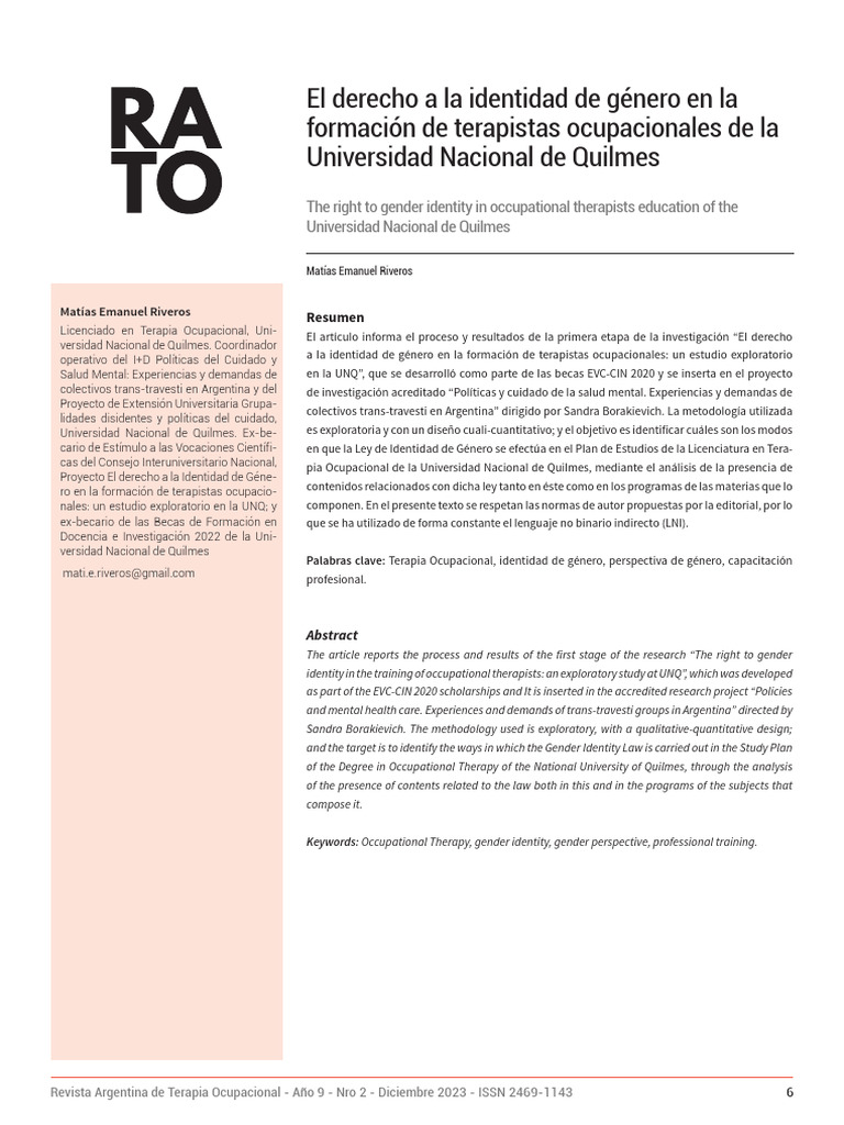 02-rato-ano-9-nro2-articulo-a-203-2023-12-22-final | PDF | Identidad de género | Plan de estudios