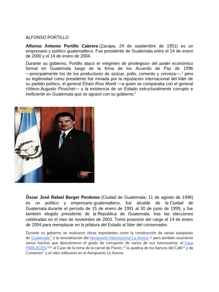 Alfonso Portillo | PDF | Guatemala | Gobierno