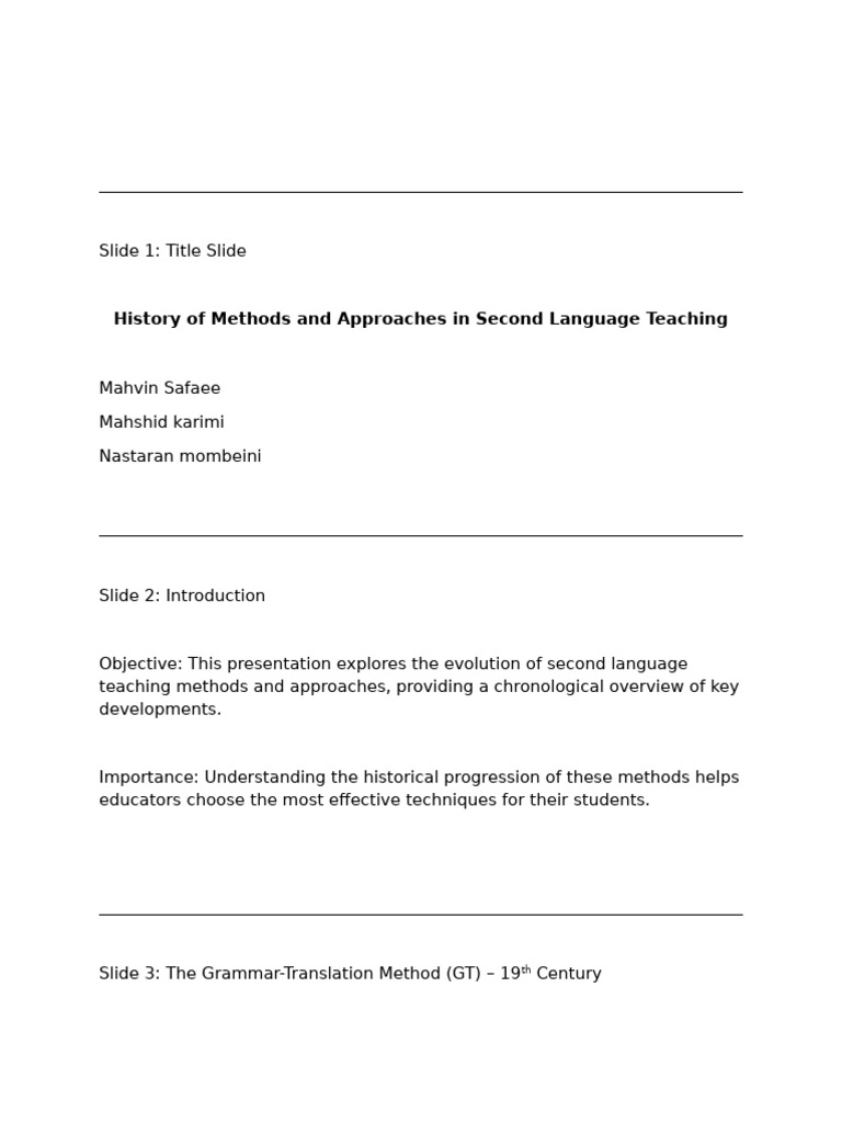 History of All Methods and Approaches in Second Language Teaching | PDF | Language Education ...