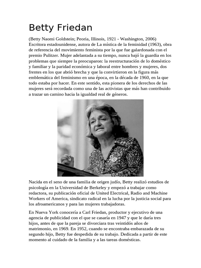 Betty Friedan | PDF | Mujer | Derechos de las mujeres