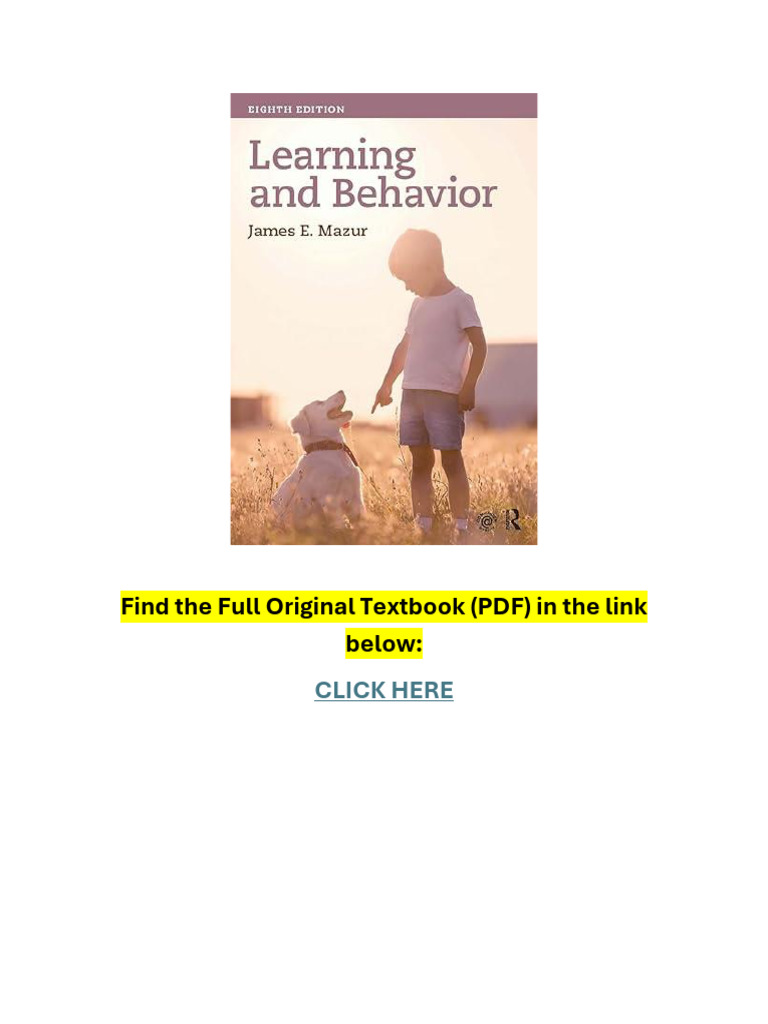 Learning and Behavior 8th Edition Textbook | PDF | Learning | Reinforcement