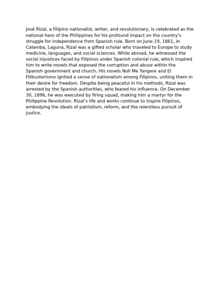 Jose Rizals History | PDF