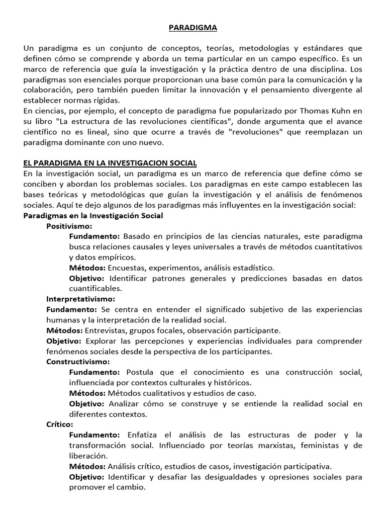 PARADIGMA | PDF | Paradigma | Método científico