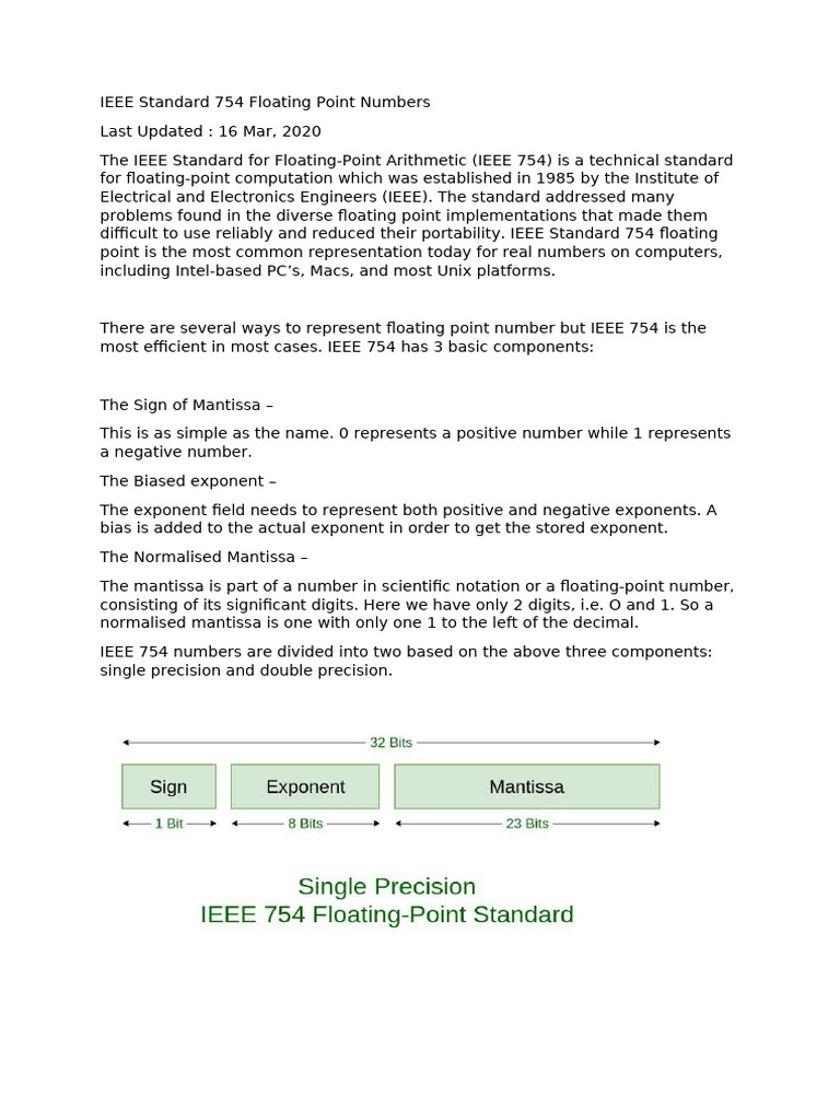IEEE 754: Floating Point Guide | PDF | Significant Figures ...