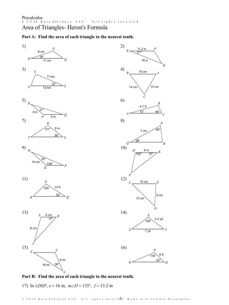 Area of Triangles - Heron's Formula 03 | PDF | Area | Metrology