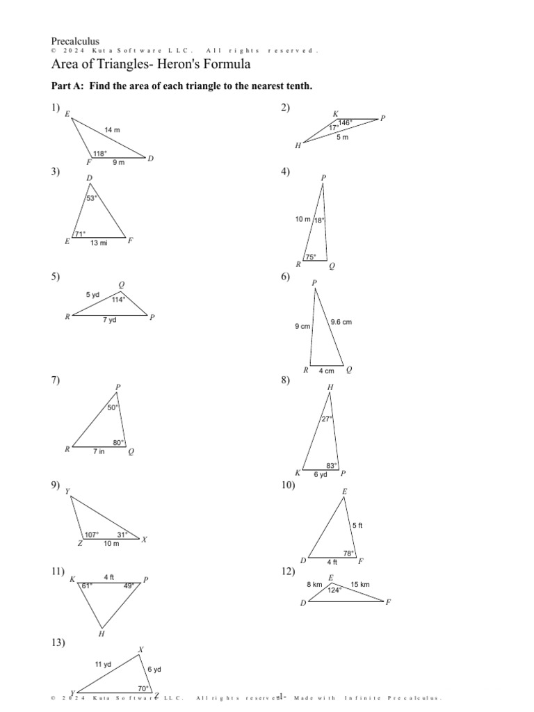 Area of Triangles - Heron's Formula 09 | PDF | Area | Metrology