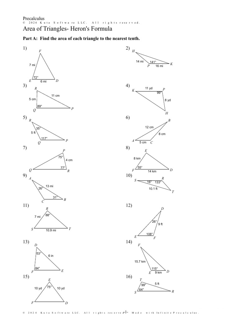 Area of Triangles- Heron's Formula 06 | PDF | Area | Number Theory