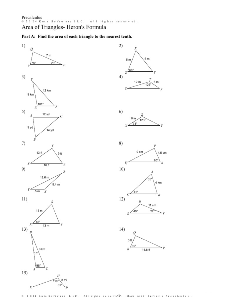 Area of Triangles - Heron's Formula 05 | PDF | Area | Number Theory