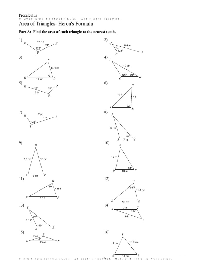 Area of Triangles - Heron's Formula 08 | PDF | Area | Geometry