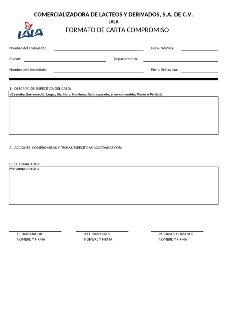 00 Formato de Carta Compromiso | PDF