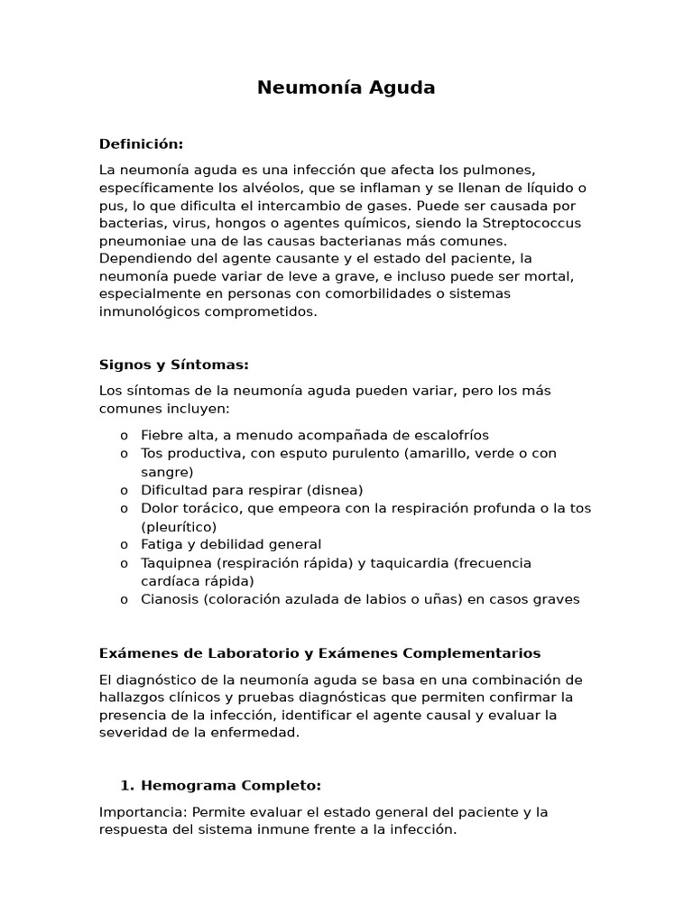 Neumonía Aguda | PDF | Neumonía | Medicina CLINICA