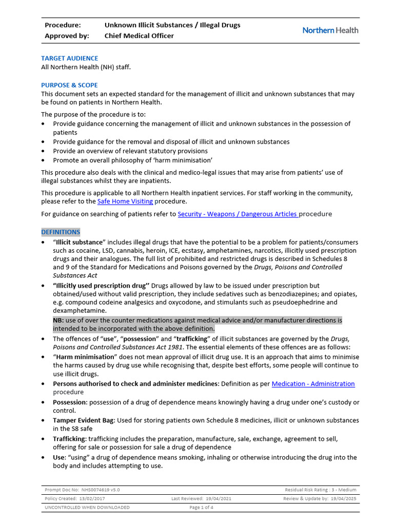 Unknown Illicit Substances Illegal Drugs | PDF | Narcotic | Pharmacy