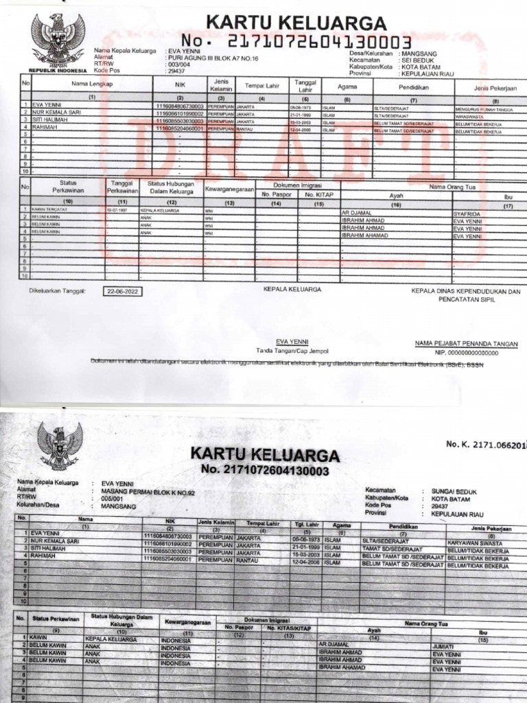 KK Baru (Draft) Dan KK Lama | PDF