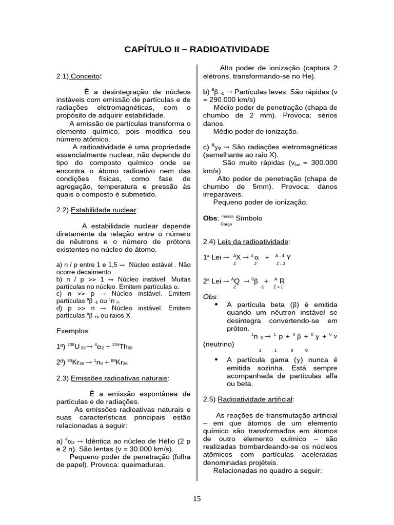 Radioatividade Explicações e Atividades | PDF | Radioatividade ...