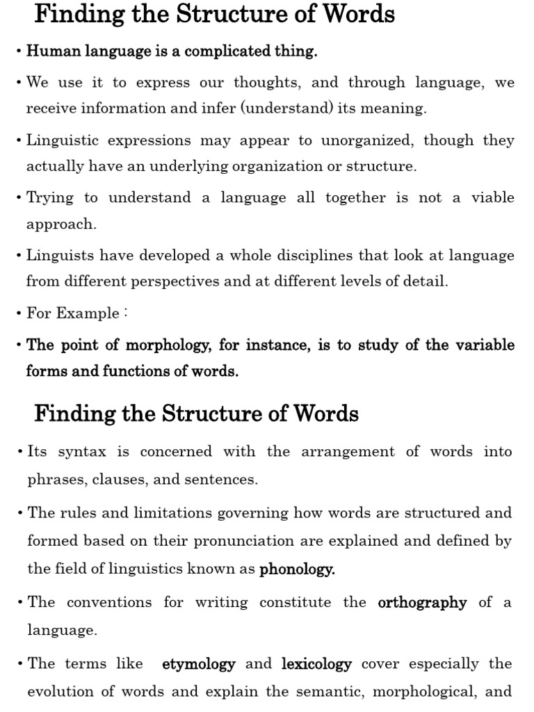2 - Unit - 1 - Find Structures of Words | PDF | Morphology (Linguistics ...