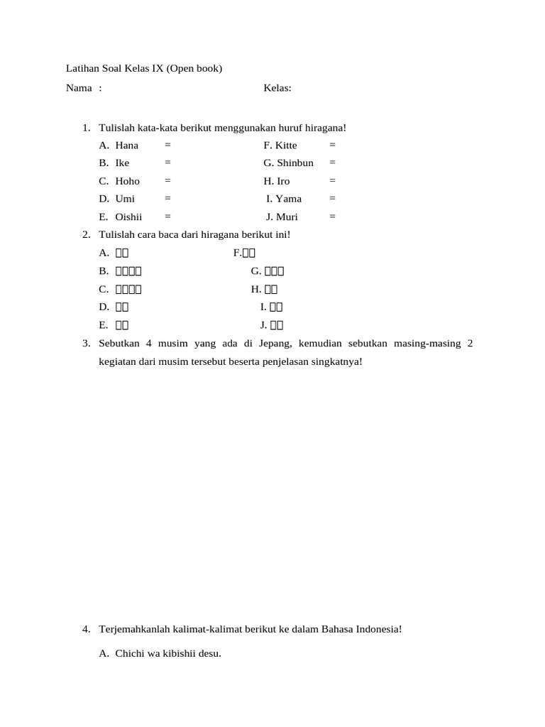 Latihan Soal Kelas IX 22-23 | PDF